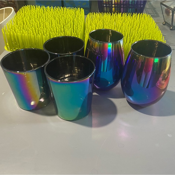 Dining | Oil Slick Rainbow Glassware 12oz 3 16oz 2 | Poshmark